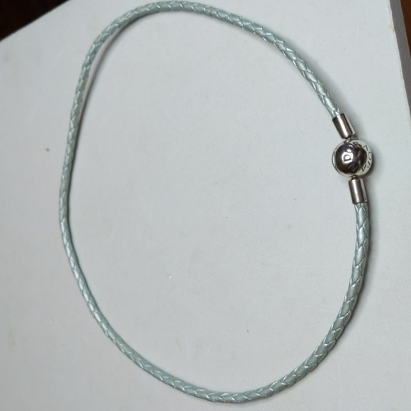 Pandora | Jewelry | Pandora Leather Collar Choker Necklace Pale Blue ...